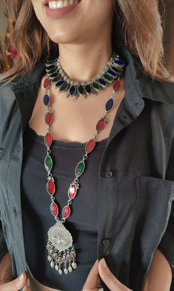 Green Blue Leaf Choker – Label DC