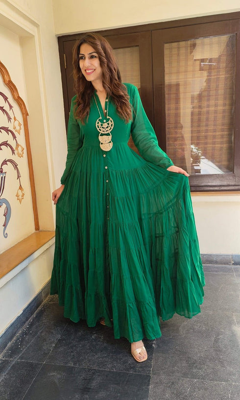 Green Ghera Dress With Neckpiece – Label DC