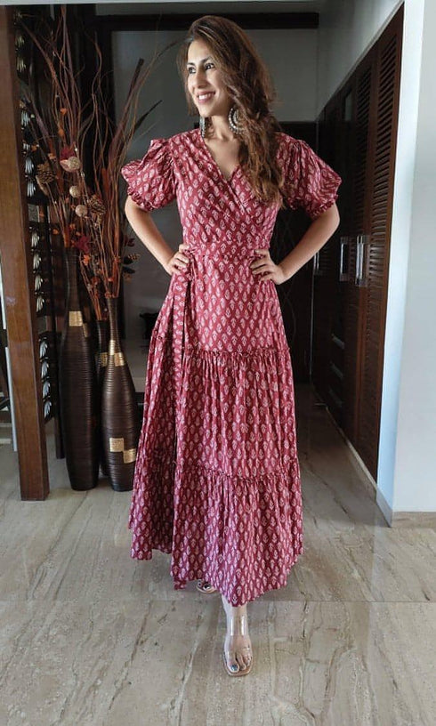 Maroon Wrap Around Dress – Label DC