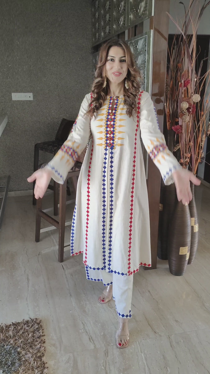 Off white Block Print Co ord Set – Label DC