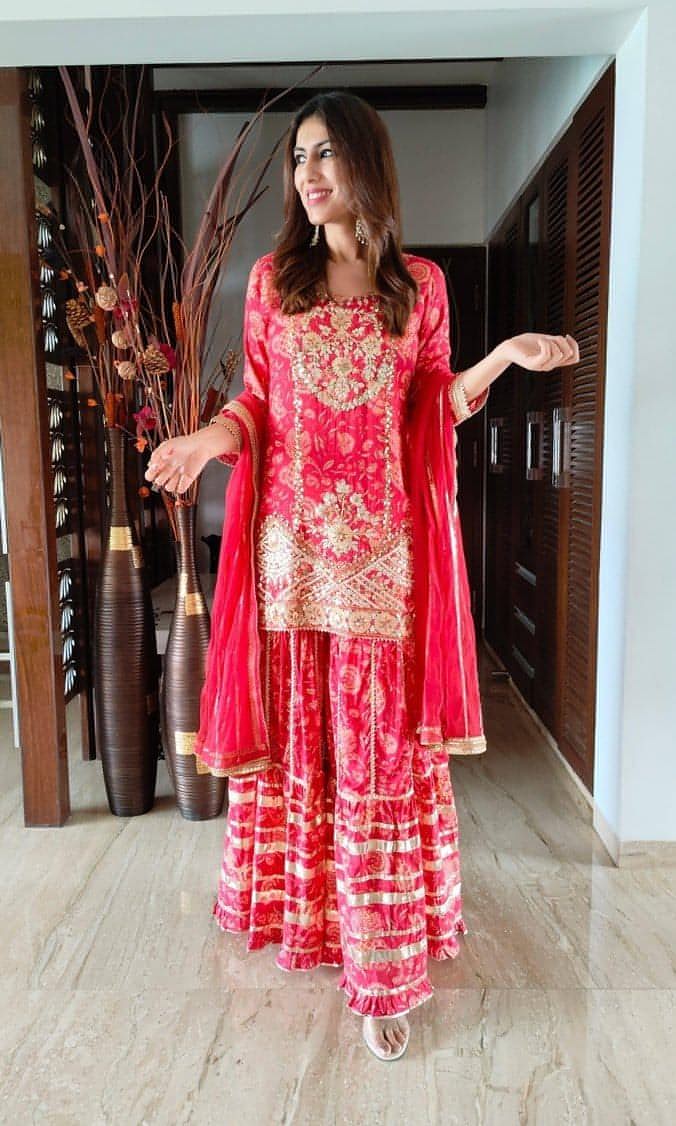Tomato Pink Sharara Set – Label DC